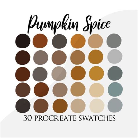 Procreate Palette Swatches Procreate Color Palette Pumpkin Spice Latte Cosy Autumn Colour