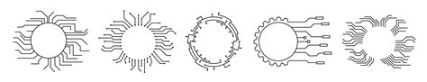 Tech Circular Cpu Chip Frame Digital Ai Deep Learning Futuristic Circle Border Vector