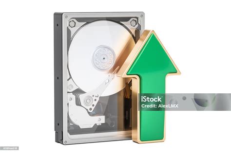 하드 디스크 드라이브 Hdd 녹색 화살표 업로드 데이터 개념 3d 렌더링 0명에 대한 스톡 사진 및 기타 이미지 0명 3