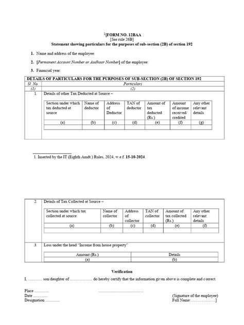Form 12baa Declaration For Tcs And Tax Deducted From Other Sources Pdf Public Finance Income