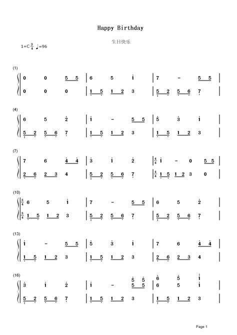 生日快乐歌简谱 F调歌曲简谱 陈洲宏编配 曲谱热