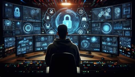 Cyber Security And Data Protection Business Expert Monitoring Financial Data With Virtual