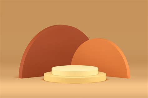 3d 실린더 연단 베이지 브라운 플랫폼 기초 계단 레버 제품 성능 벡터 3차원 형태에 대한 스톡 벡터 아트 및 기타 이미지