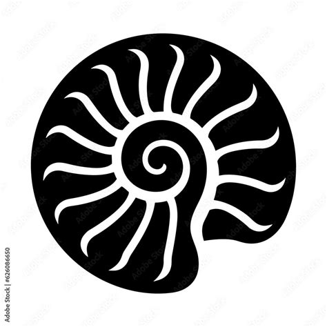 Ammonite Fossil Spiral Shell Logo Black Silhouette Svg Vector Stock Vector Adobe Stock