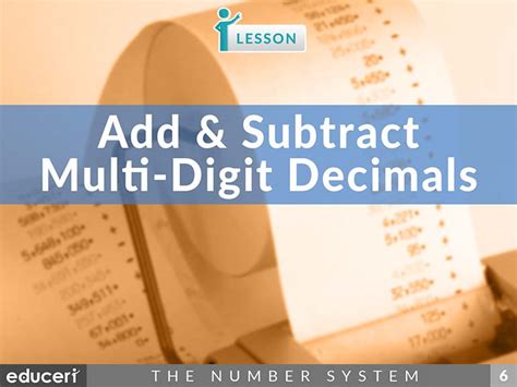 Add And Subtract Multi Digit Decimals Lesson Plans