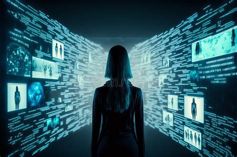 Female Hacker In Virtual World Generative Ai Stock Illustration