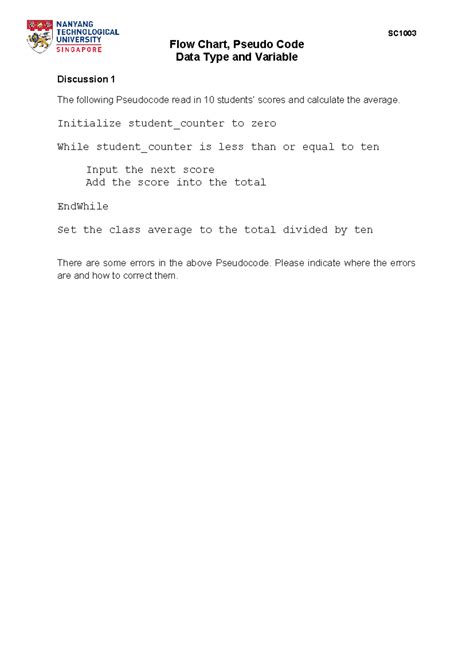 week 3 discussion 2 q flow chart pseudo code data type and