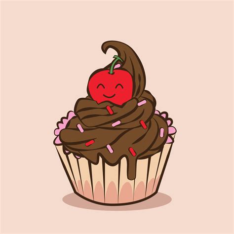 Cupcake With Cherry Vector Illustration Cupcake Clip Art 20821234
