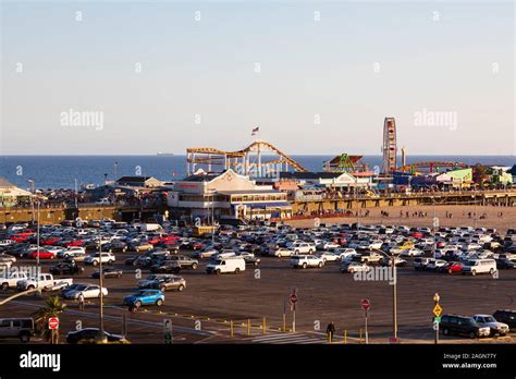 Parking Lot By Santa Monica Pier Los Angeles California Usa Stock