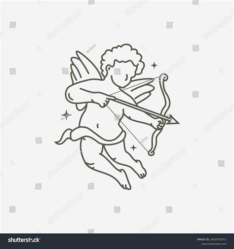 Line Art Cupid Vector Logo Design Stock Vector Royalty Free