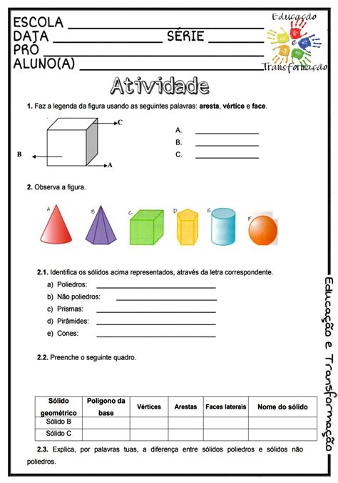 Atividades De Solidos Geometricos 4 Ano Nazaedu