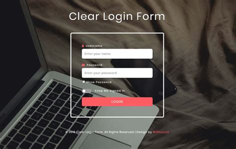 Clear Login Form Flat Responsive Widget Template W Layouts