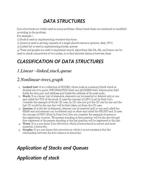 Data Structures 1linear Linked Stack Queue 2nonlinear Trees