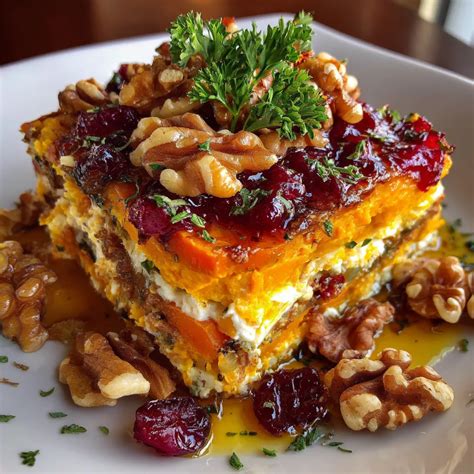 Layered Sweet Potato Butternut Squash Carrot Lasagna With Feta