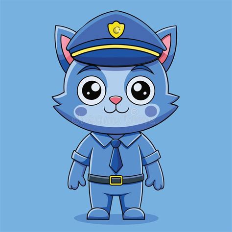 Cute Policeman Cat Cute Antropomorphic Vector Eps Stock Illustration