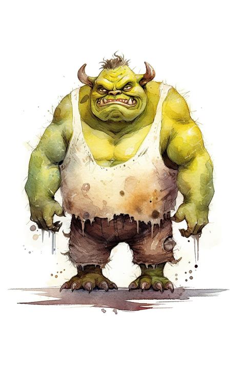 Premium Photo Ogre Giant Colossus Watercolor Clipart Cute Isolated On