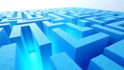 An Abstract 3d Maze Glowing In Shades Of Blue And White Representing