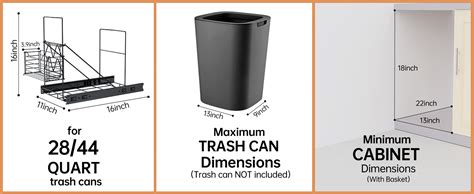 Cabinet Trash Can Pull Out Kit With Removable Garbage Bag Holder Under
