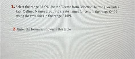 solved 1 select the range b4 c9 use the create from