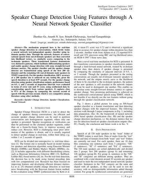 PDF Speaker Change Detection Using Features Through A Neural Network Speaker Classifier