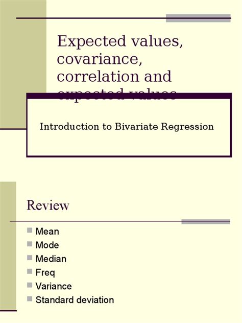 Expected Values Covariance Correlation And Expected Values Pdf