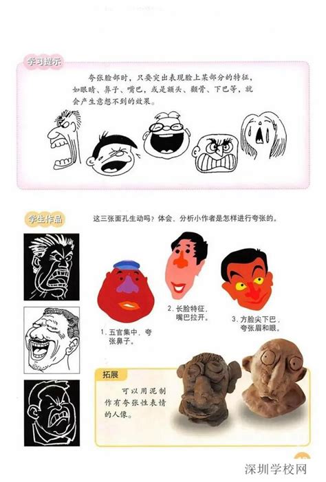 第7课 夸张的脸人教版小学五年级美术下册课本2013审定 人教版小学课本