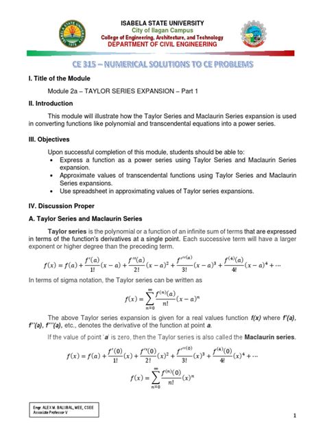 2nd module numerical solutions to ce problems taylor series