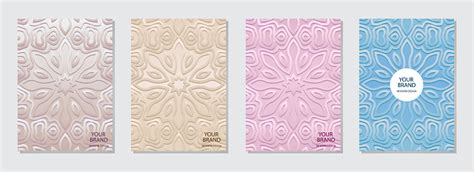 커버 디자인 세트 수직 템플릿 엠보싱 새틴 라이트 배경의 컬렉션 기하학적 민족 3d 패턴 0명에 대한 스톡 벡터 아트 및 기타 이미지 Istock