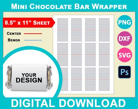 Mini Candy Wrapper Template Miniatures Chocolate Wrapper Etsy