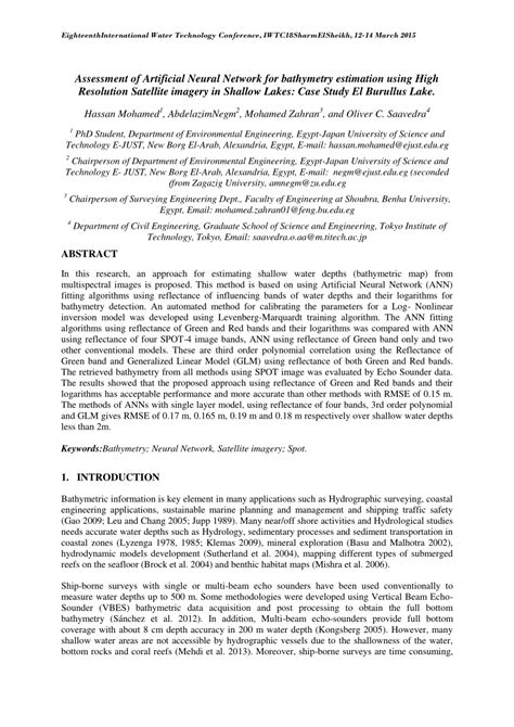 PDF Assessment Of Artificial Neural Network For Bathymetry Estimation Using High Resolution