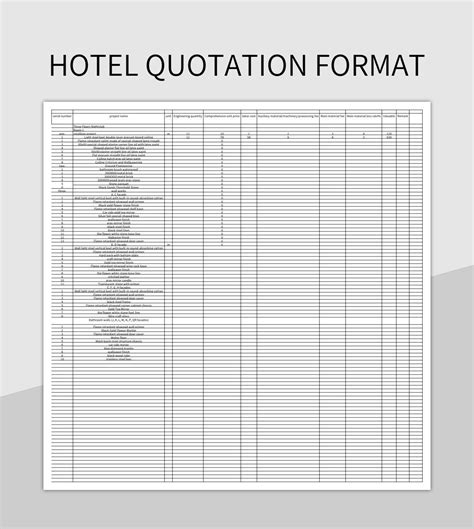 Free Hotel Quotation Format Templates For Google Sheets And Microsoft Excel Slidesdocs