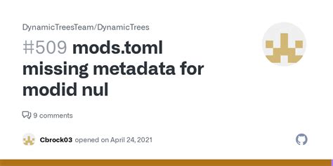 Modstoml Missing Metadata For Modid Nul · Issue 509