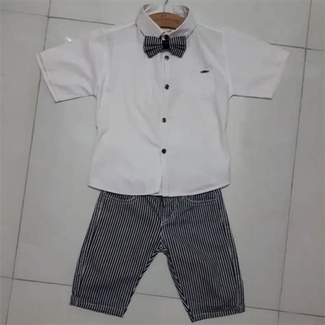 کمدا قیمت و خرید لباس مهمانی پسرانه رنگ سفید و سرمه ای تیره راه راه