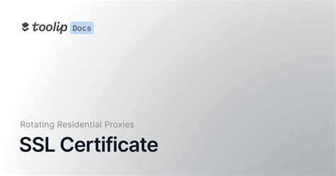 Ssl Certificate Documentation