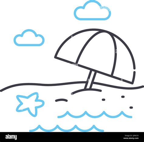 Beach Line Icon Outline Symbol Vector Illustration Concept Sign