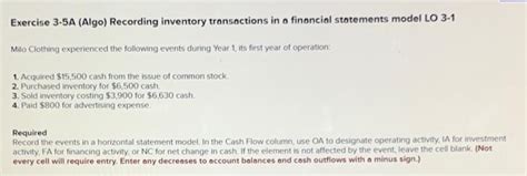 solved exercise 3 5a algo recording inventory transactions
