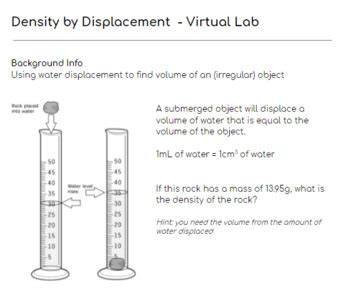 Density By Displacement VIRTUAL LAB With Answers By Stefanie Clark