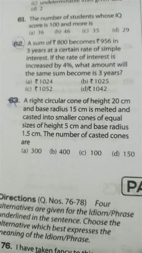 A Right Circular Cone Of Height 20 Cm And Base Radius 15 Cm Is Melted And