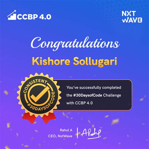 Kishore Sollugari Full Stack Development Trainee Ccbpian At Nxtwave