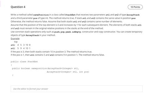 Solved Question 4 10 Points Write A Method Called Same
