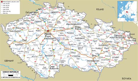 Large Detailed Road Map Of Czech Republic With All Cities And Airports
