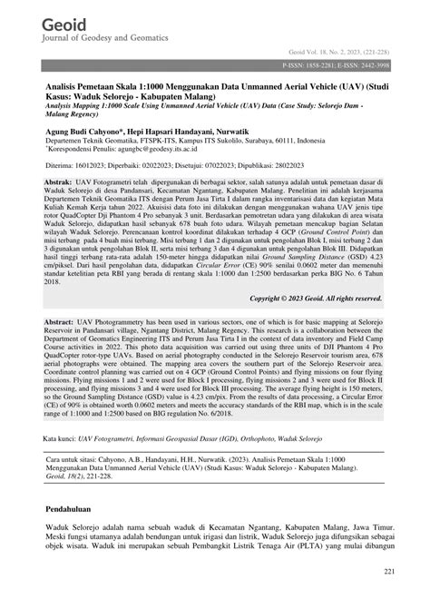 Pdf Analisis Pemetaan Skala 11000 Menggunakan Data Unmanned Aerial