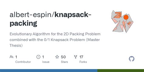 Github Albert Espinknapsack Packing Evolutionary Algorithm For The