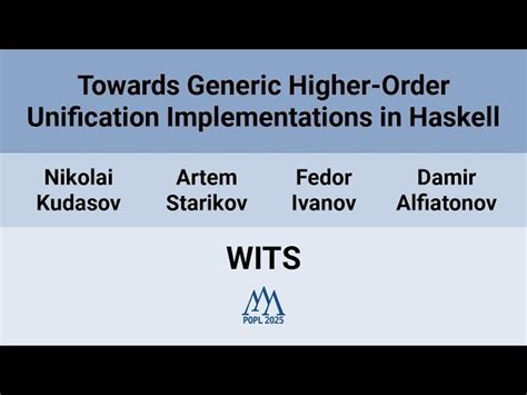 Free Video Towards Generic Higher Order Unification Implementations In