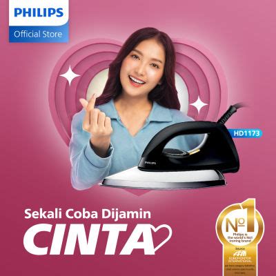 EXTRA DISKON 20K Philips Classic Setrika Kering HD1173 80 Hitam Tapak Ceramic 4 Lapis Lebih