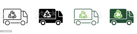 교통 생태 폐기물 라인과 실루엣 아이콘 세트에 대 한 차량 쓰레기 자동차입니다 재활용 기호가 있는 쓰레기 트럭 흰색 배경에 쓰레기 기호 컬렉션을 위한 트럭 고립된 벡터 그림