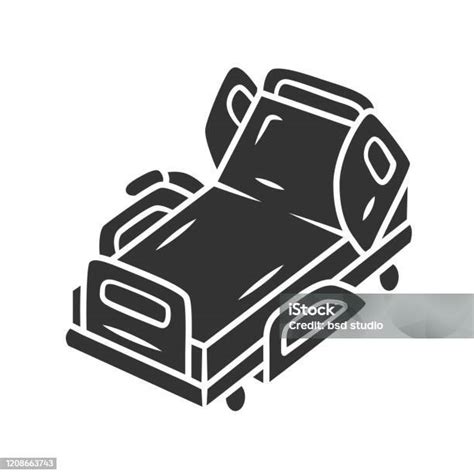 전동식 전기 병원 침대 문립 아이콘 신체 장애인을위한 장치 하반신 마비 사람 치료 입원 환자 치료 실루엣 기호입니다 음수 공간입니다 벡터 절연 그림 개념에 대한 스톡 벡터