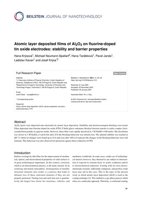 Pdf Atomic Layer Deposited Films Of Al 2 O 3 On Fluorine Doped Tin