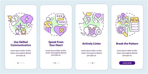 Rebuilding A Relationship After A Heated Argument On A Mobile App Onboarding Screen Vector