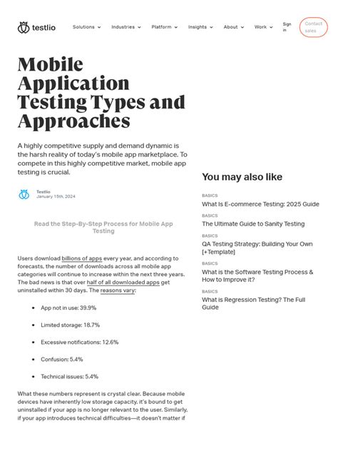 Mobile App Testing Types And Approaches Pdf Mobile App Usability